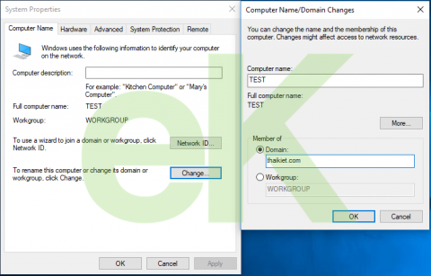 Hướng dẫn Join Domain trên Windows 10 | T H A I K I E T . C O M