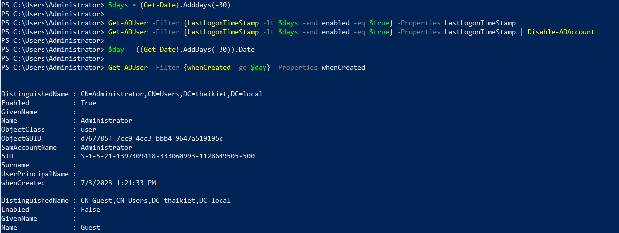 Kiểm tra tài khoản tăng cường bảo mật trong Windows Server
