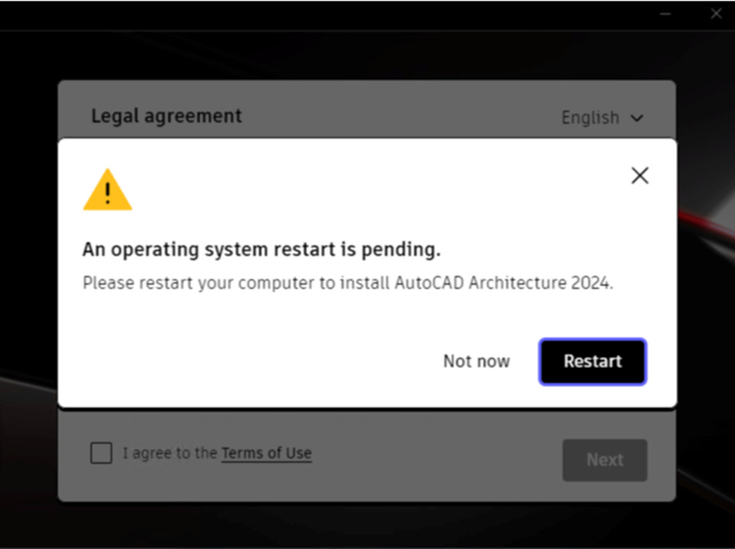 Khắc phục lỗi "An operating system restart is pending" khi cài đặt Autodesk